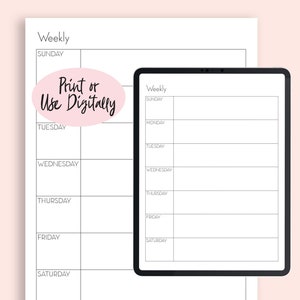 Weekly Schedule Template, Daily Log, Week Plan, Printable PDF ...