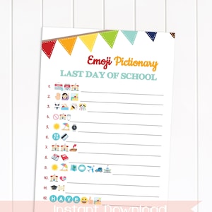 End of the Year School Party Game Printable, Emoji Pictionary, Zoom ...