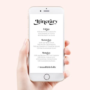 Electronic Itinerary Template, Text, Email, Wedding, Retro Bachelorette ...