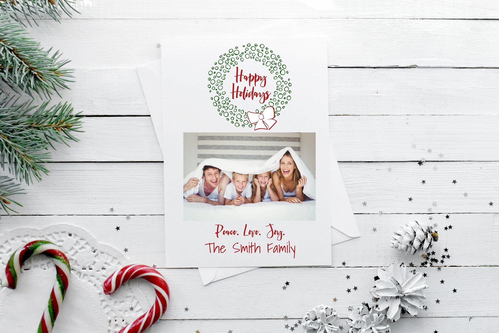 Christmas Card and Letter Bundle Happy Holidays Text Message - Etsy