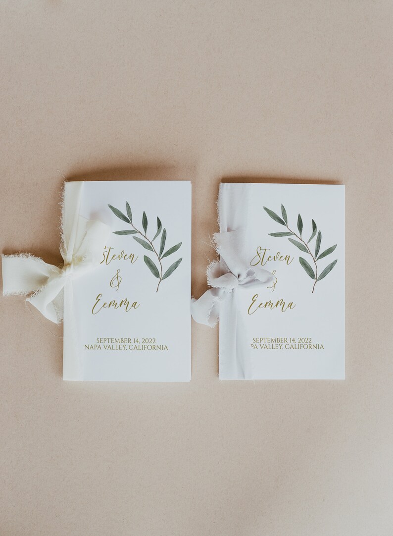 Wedding Folding Program Greenery Wedding Order of Events - Etsy