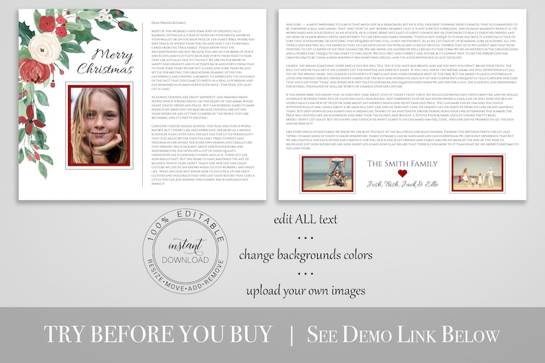 Photo Christmas Letter Template Year in Review Christmas - Etsy