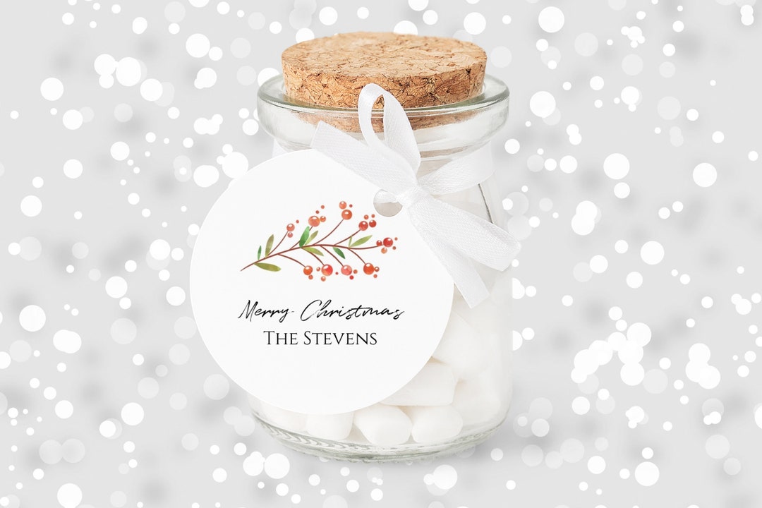 Personalized Christmas Berry Gift Tag: Printable Holiday Label (digital ...