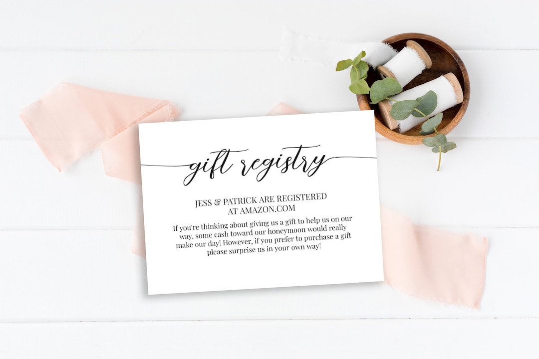 Gift Registry Card Template, Wedding Invitation Enclosure, Invite ...