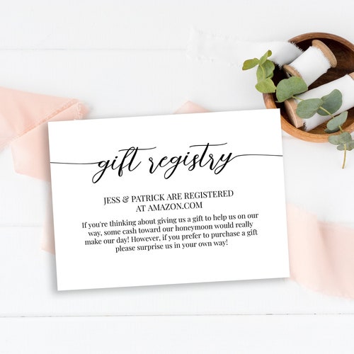 Gift Registry Card Template Wedding Enclosure Card Template - Etsy