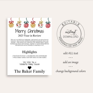 Christmas Letter Template, Year in Review, Christmas Newsletter, Red ...
