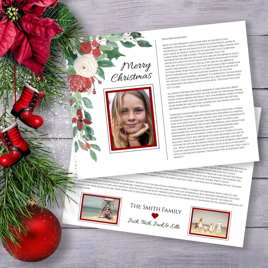 Photo Christmas Letter Template, Year in Review, Christmas Newsletter ...