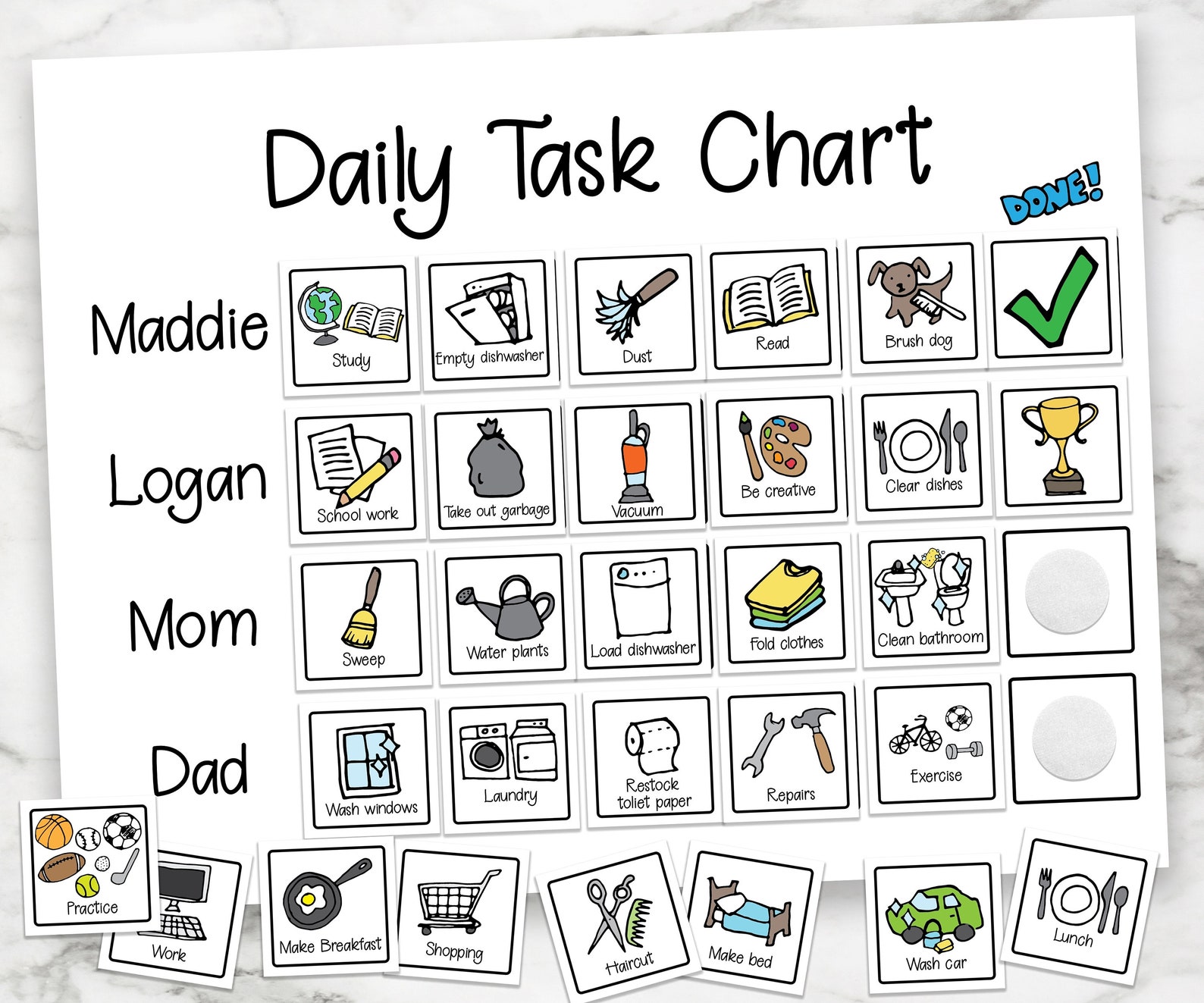 Daily Task Chart Chore Chart Kids Chores Family Daily - Etsy