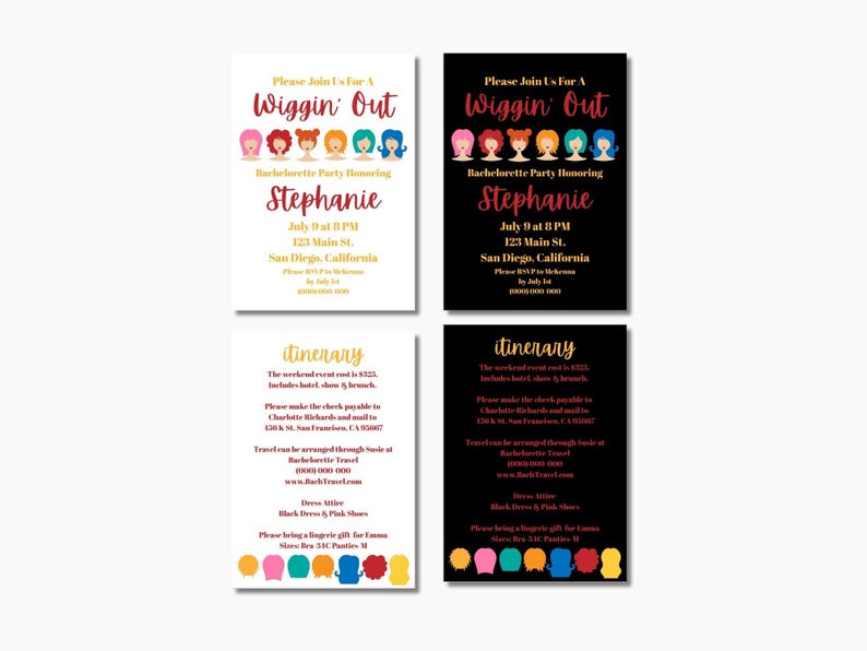 Wiggin' Out Bachelorette Party Invitation Template (digital Download ...