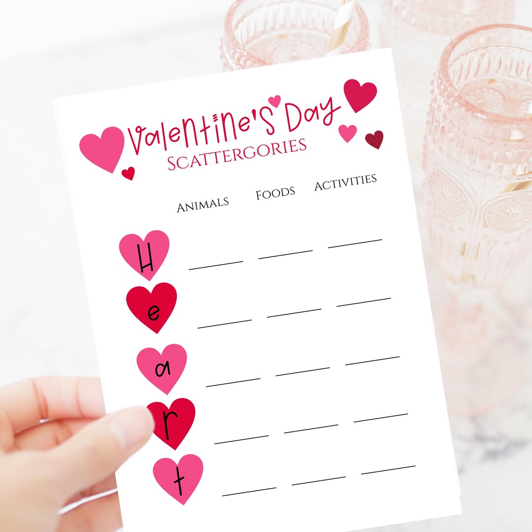 Scattergories Valentine's Day School Party Game, Classroom Party Game ...