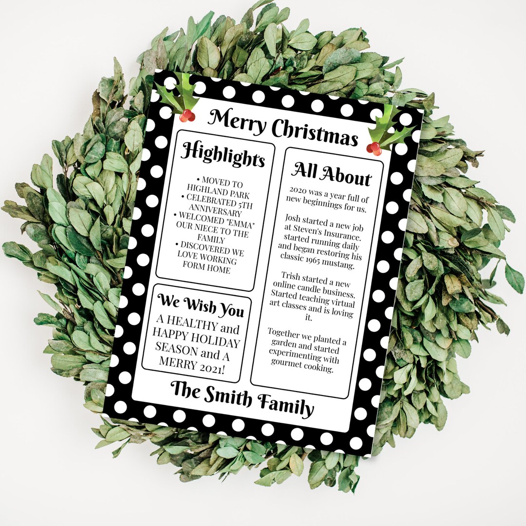 Editable Christmas Letter Template: Family Year in Review (digital ...