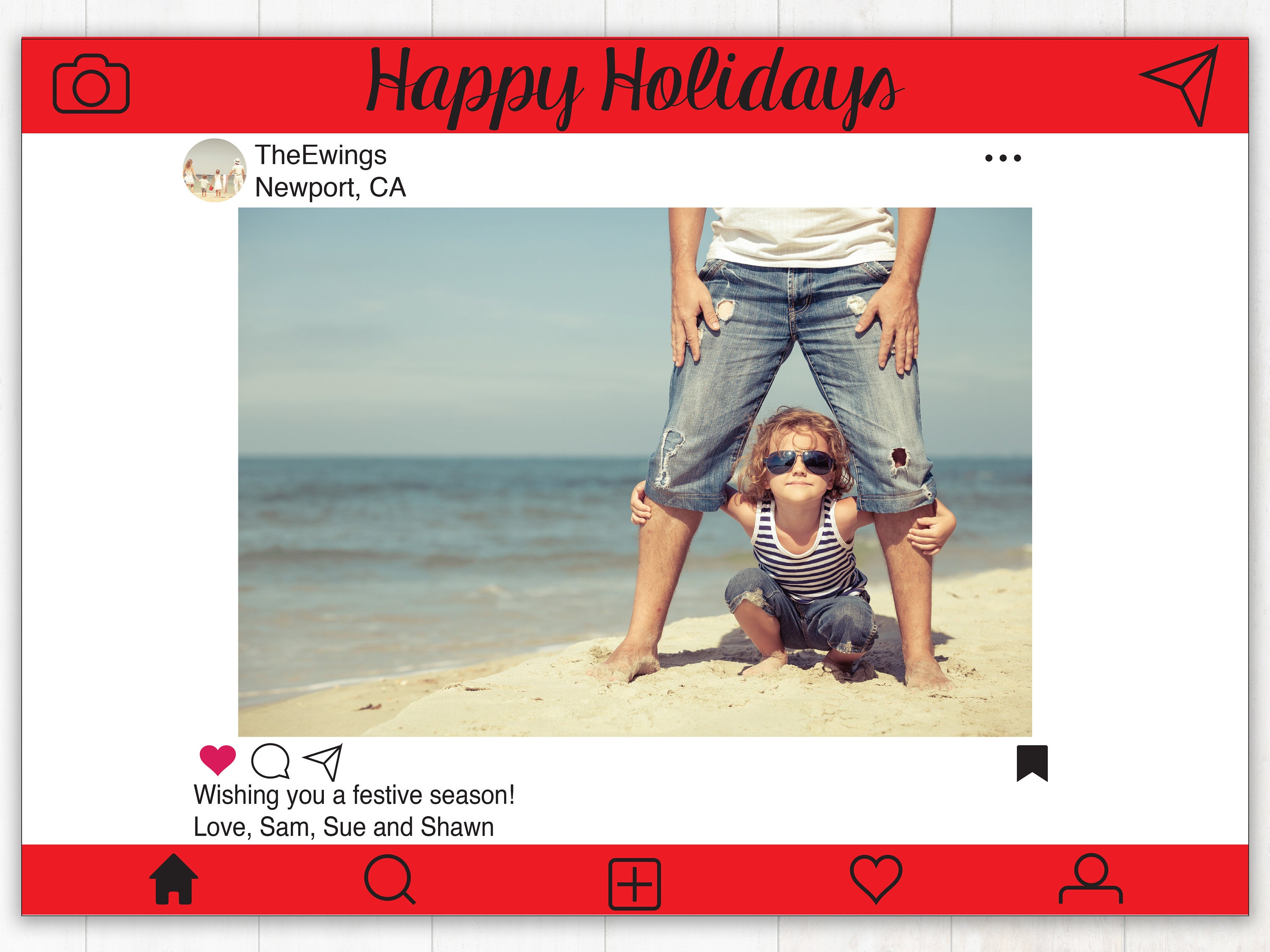 Editable Christmas Photo Card: Instagram Social Media Design (PDF) - Etsy