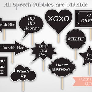 Editable Speech Bubble Photo Booth Props: Printable DIY Party Decor ...