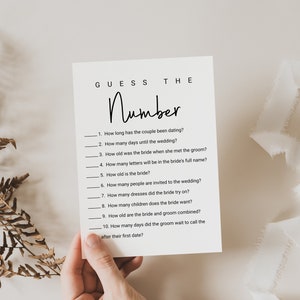 Guess the Number Bridal Shower Game: Modern Minimalist (editable ...