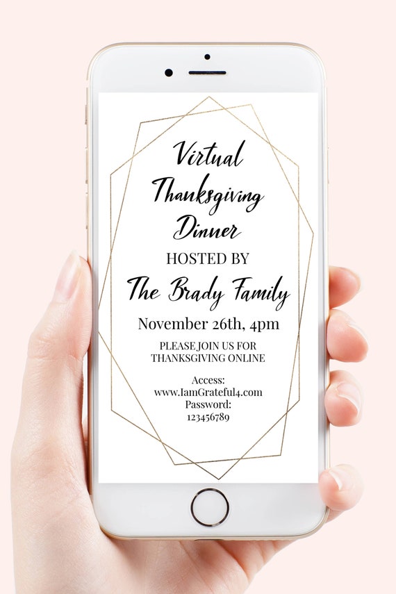 Thanksgiving Dinner Invitation Virtual Thanksgiving Evite | Etsy