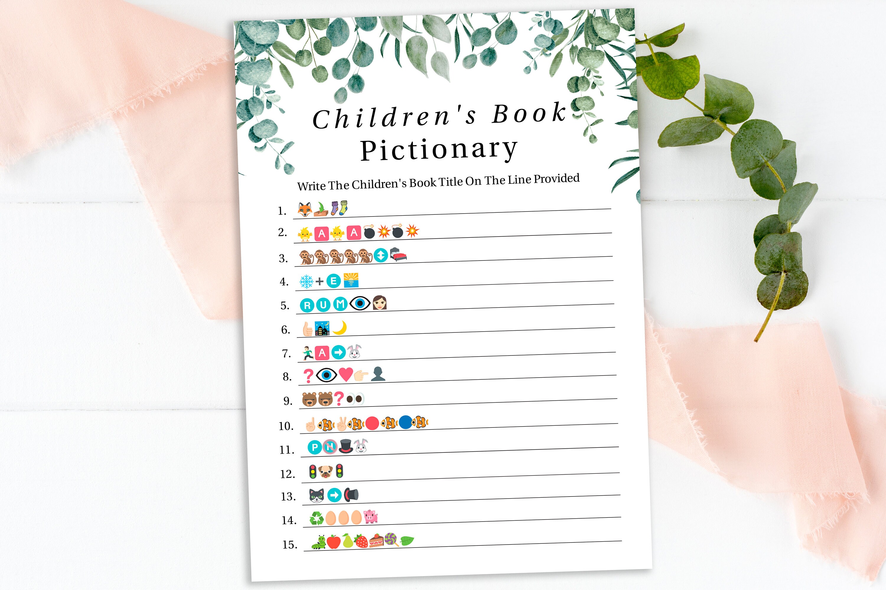Emoji Children's Book Pictionary Baby Shower Game (digital Download) - Etsy