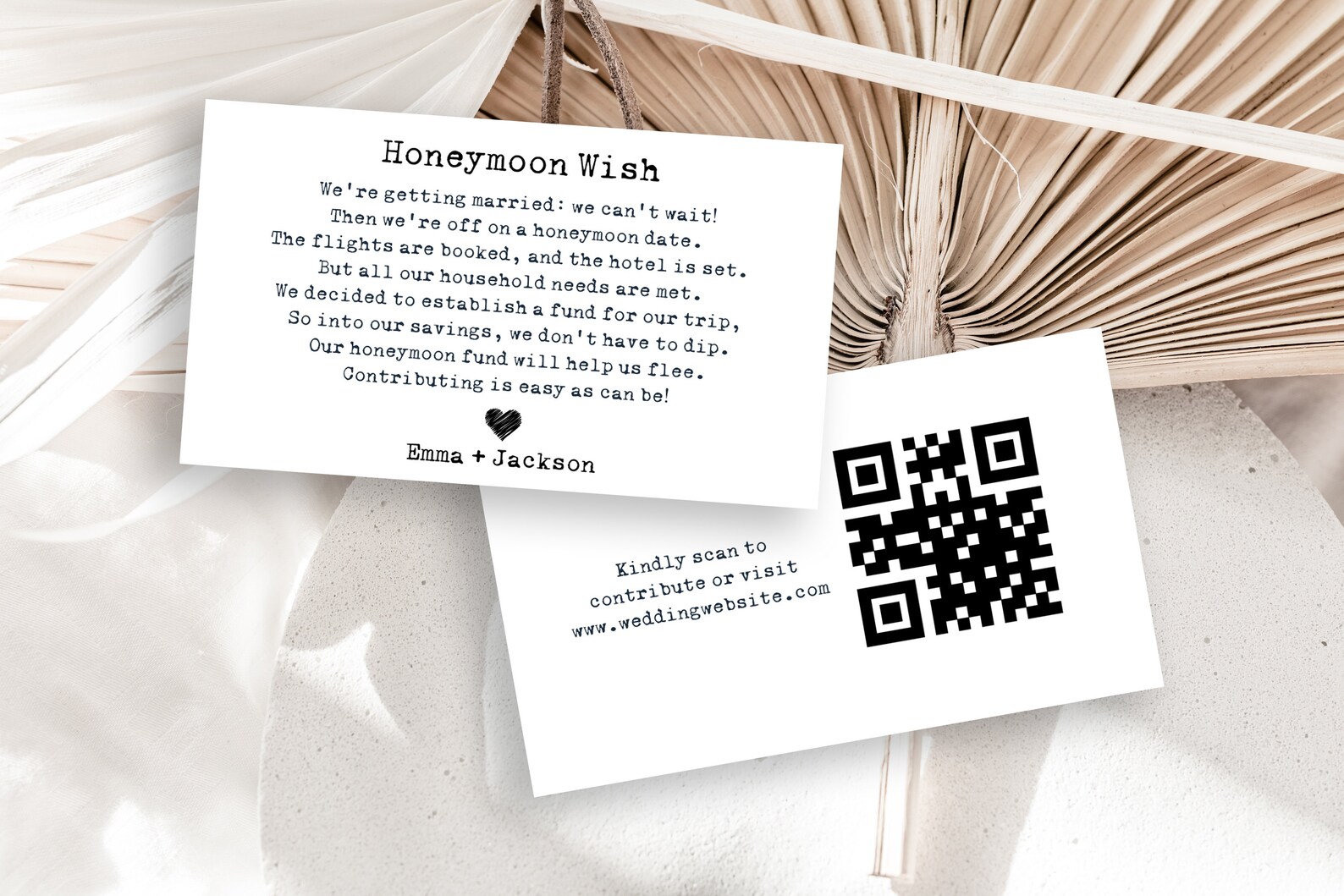 Honeymoon Wish Pome and QR Code Card Template Minimalist - Etsy