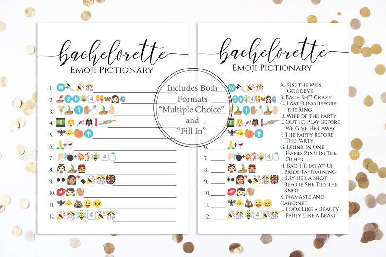 Bachelorette Emoji Pictionary Game Printable Bach Party - Etsy UK