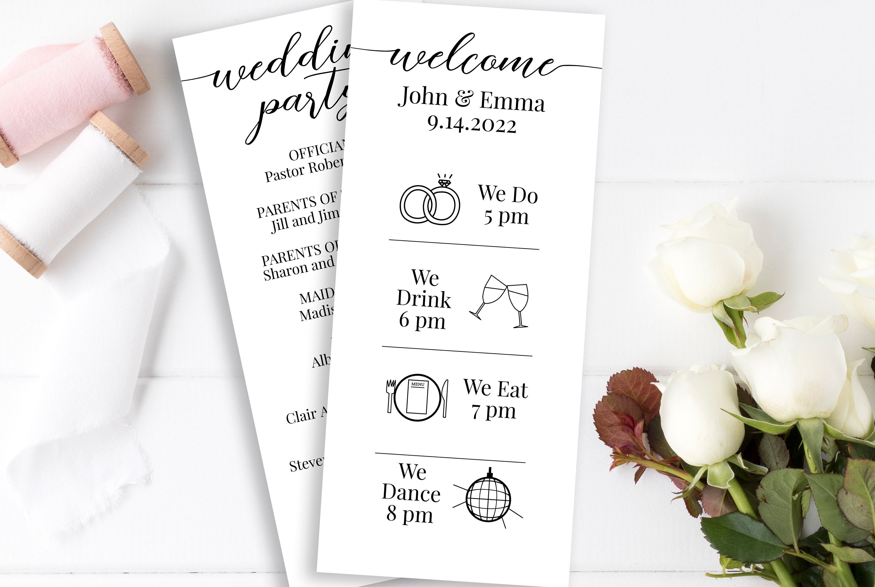 Wedding Program Timeline Order of Events Elegant | Etsy