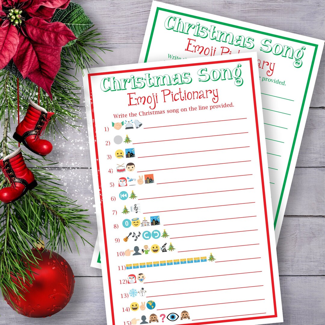Christmas Songs Emoji Pictionary ~ Christmas Party Game ~ Printable ...