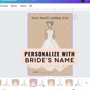 Personalized Guess the Dress Bridal Shower Game, Digital Download ...