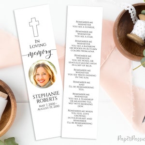 Memorial Bookmark Cross in Loving Memory Funeral Poem Card - Etsy