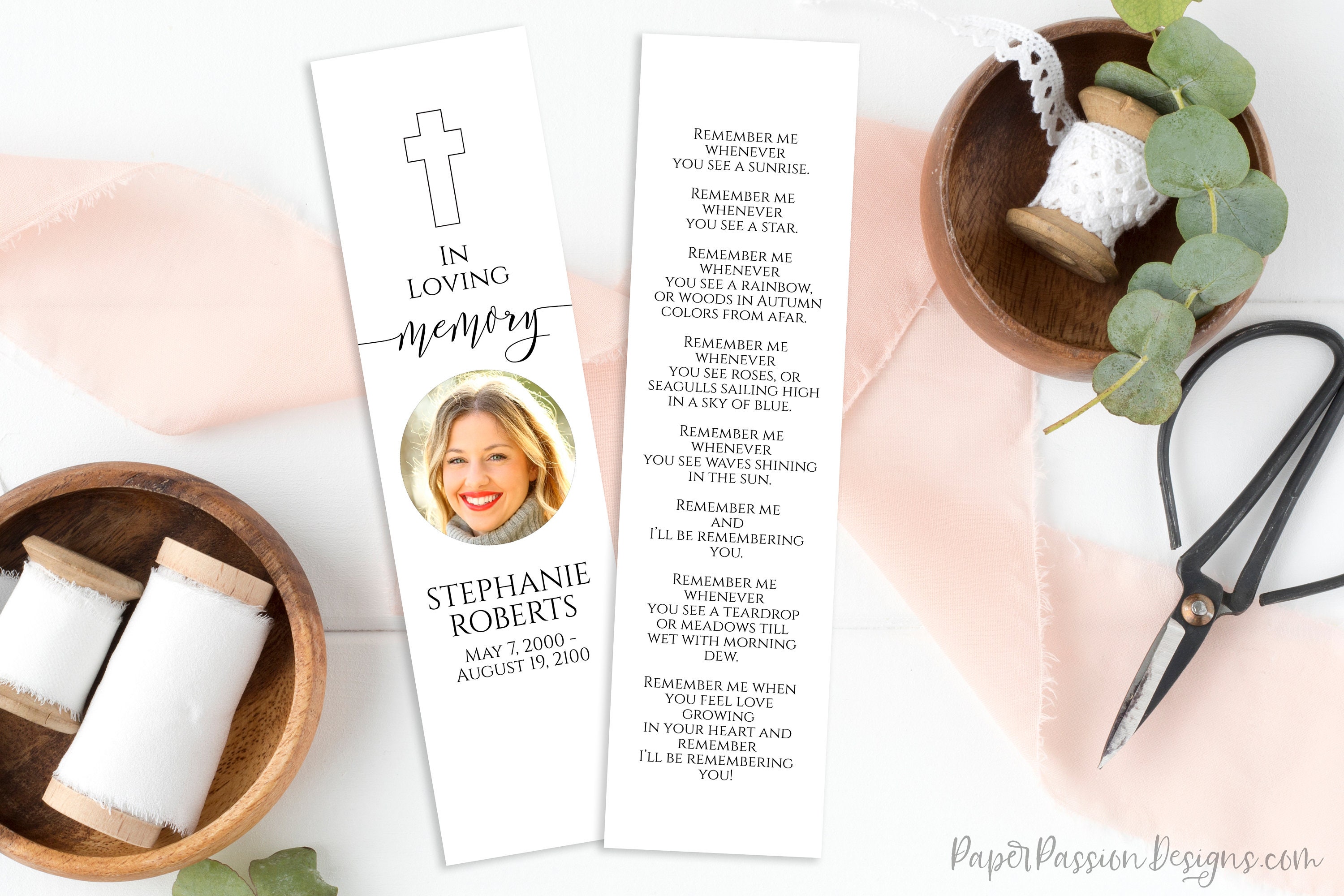 Memorial Bookmark Cross in Loving Memory Funeral Poem Card - Etsy