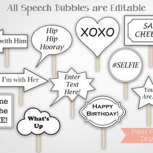 Editable Speech Bubble Photo Booth Props: Printable DIY Party Decor ...