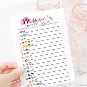 Valentine Party Game, Emoji Pictionary, Zoom School Party, Valentine's ...