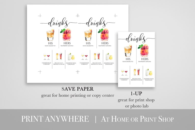 Signature Drinks Sign Bar Menu Bride and Groom Cocktail | Etsy