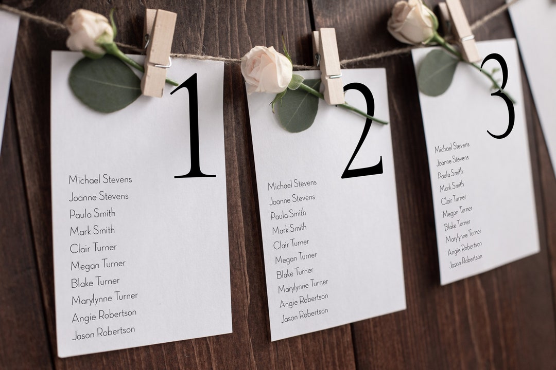 Wedding Seating Table Cards, Poster, Elegant Simple Design Display 100% ...