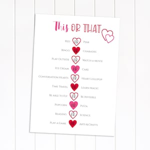 Valentine's Day Party Game, This or That Game Template, Classroom ...