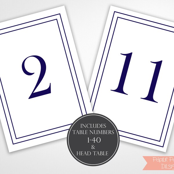 Navy Table Numbers - Etsy