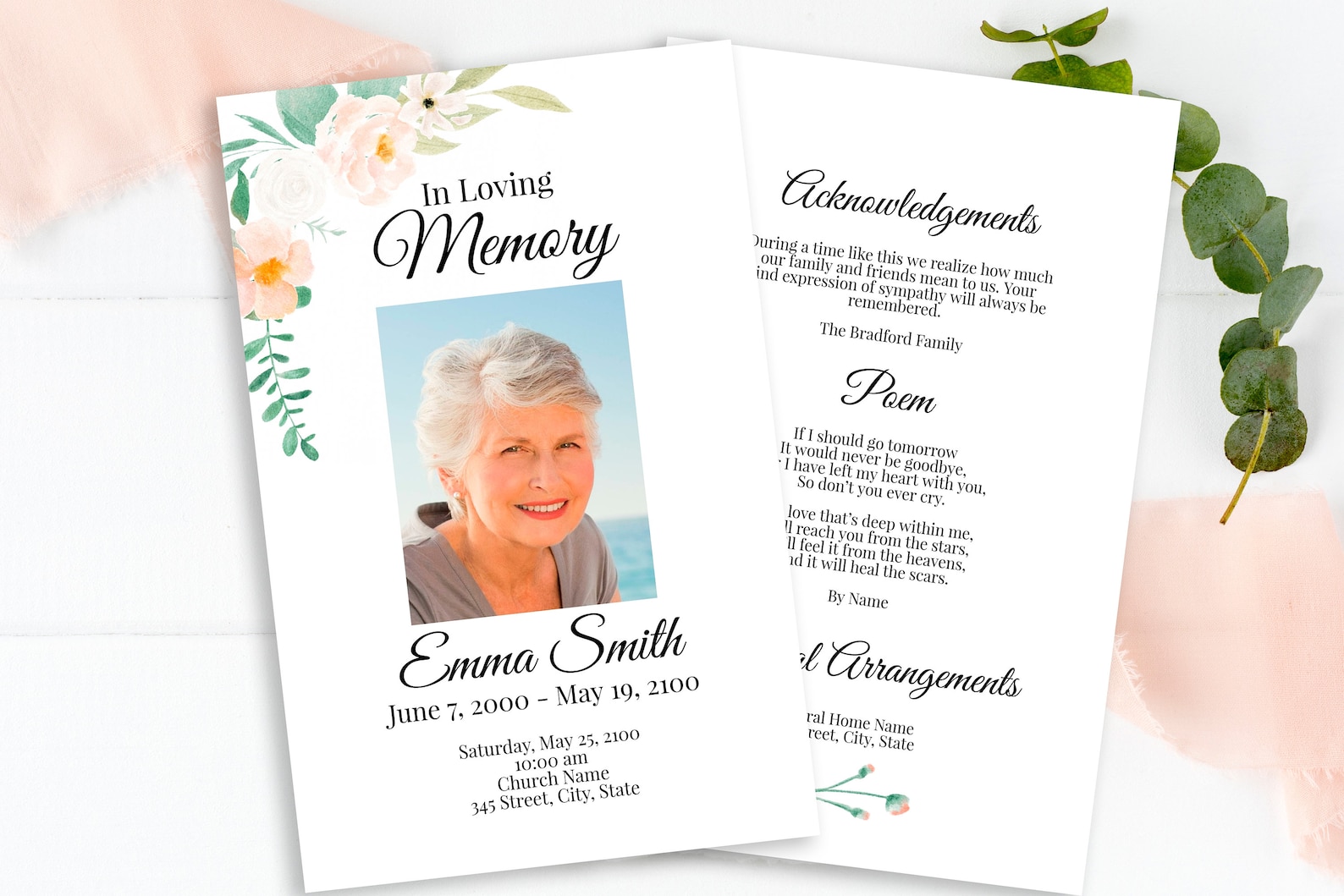 Memorial Program Celebration of Life Celebrating the Life of - Etsy