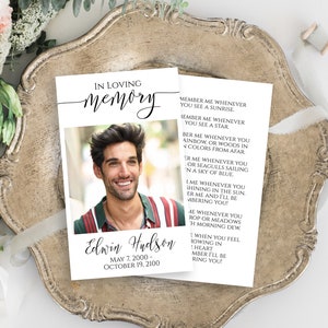 Memorial Package Welcome Sign, Program, Prayer Card, Bookmark ...