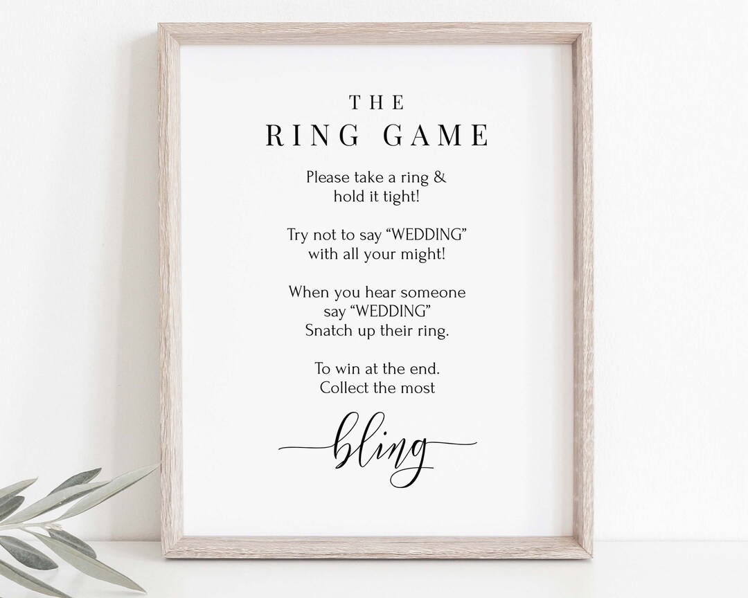 The Ring Game, Bridal Shower Don't Say Wedding Game Sign, Wedding ...