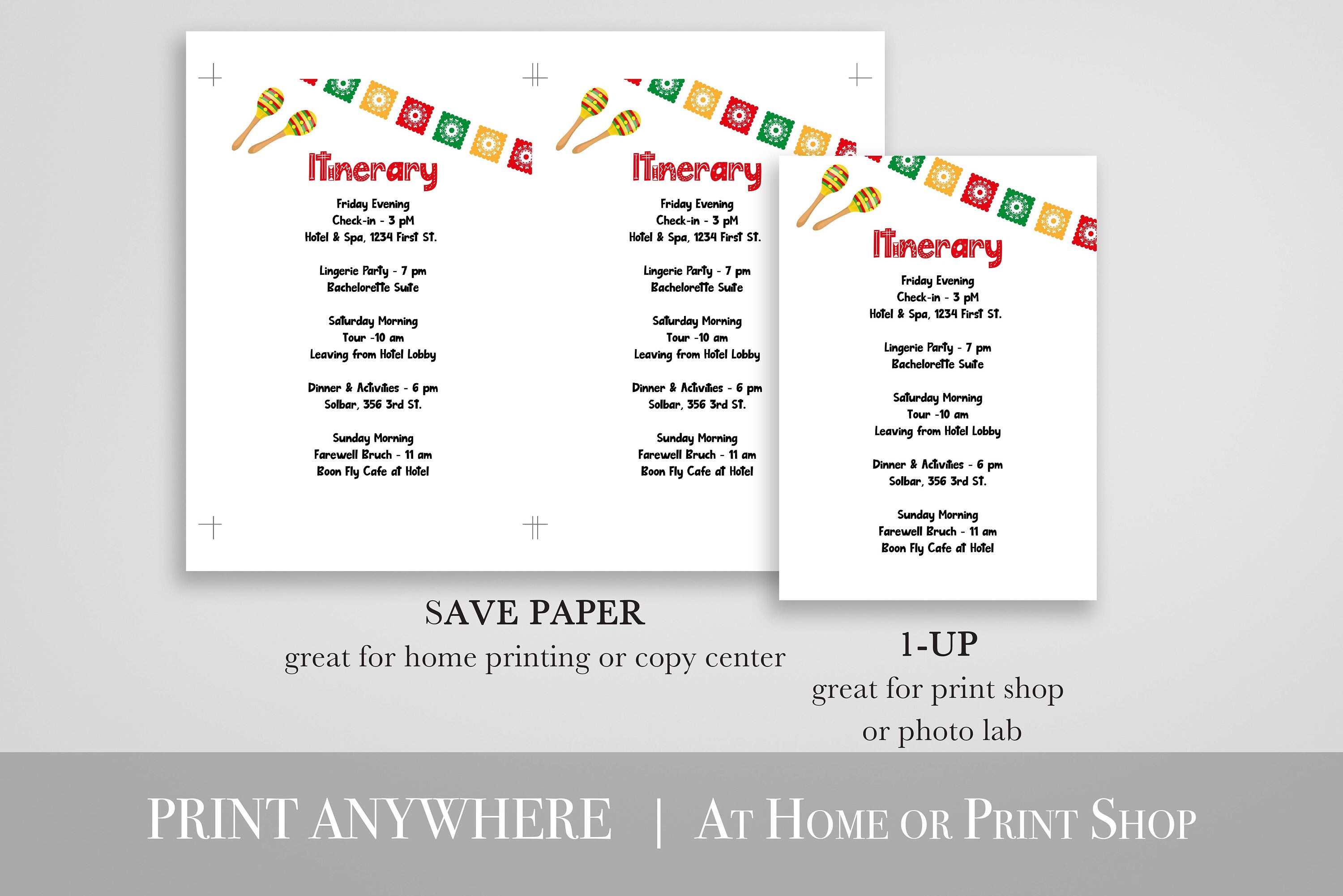 Maraca Itinerary Template Details Card Schedule - Etsy