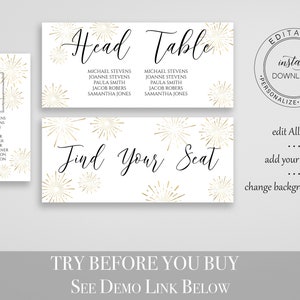 Gold Wedding Seating Table Cards Poster Elegant Calligraphy - Etsy