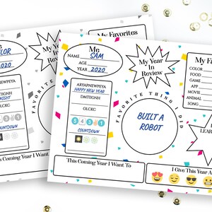 New Year's Eve Year in Review Worksheet, Kids New Year Activity, New ...