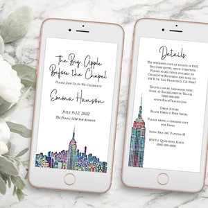 Big Apple Bachelorette Party, Pink Electronic Invitation Template, NYC ...
