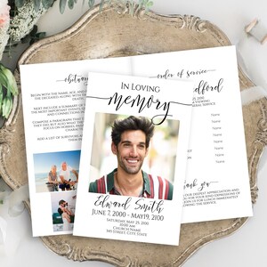 Memorial Package Welcome Sign, Program, Prayer Card, Bookmark ...