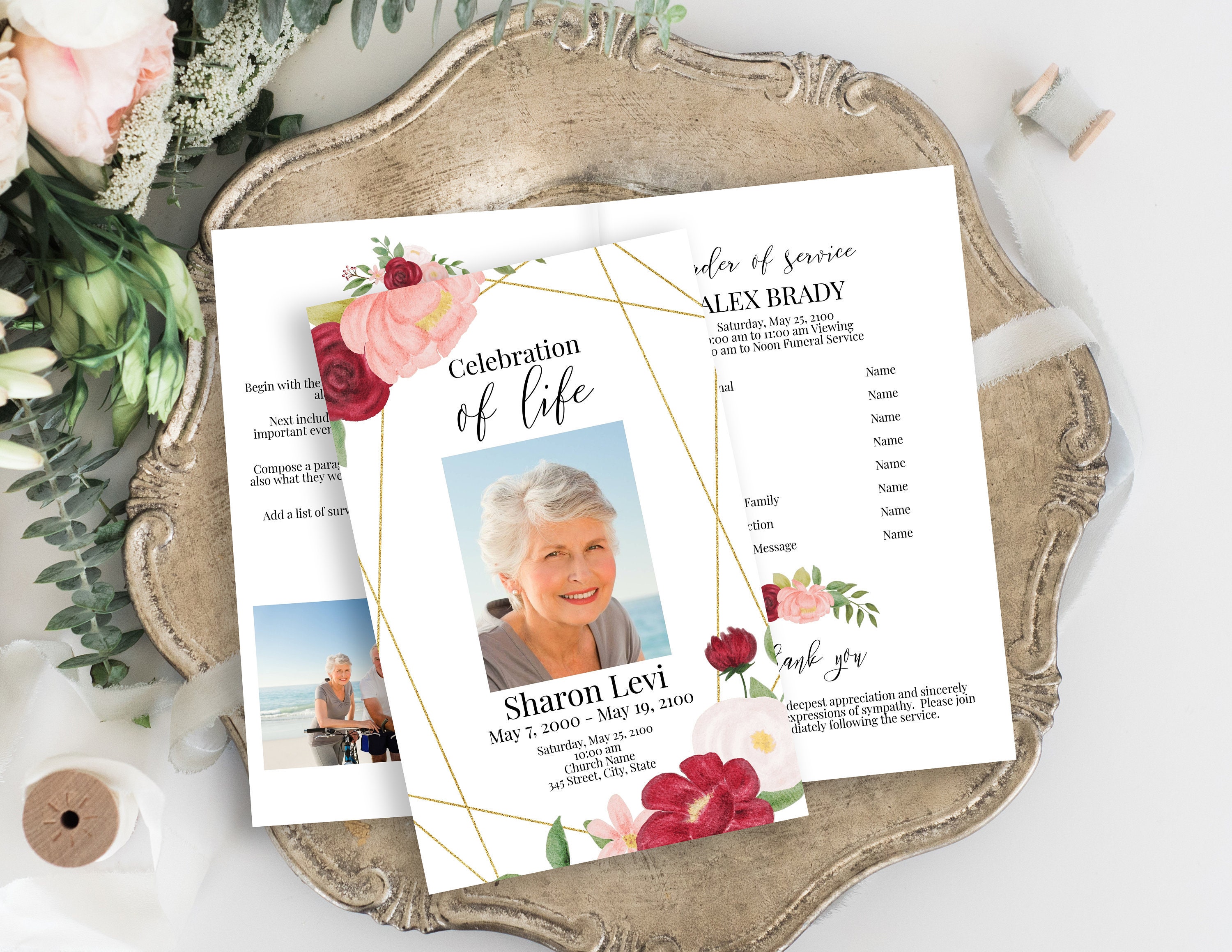 Memorial Program Template Celebration of Life Funeral Order | Etsy