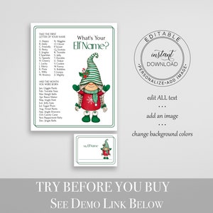 What's Your Elf Name Game, Holiday Activity Sign & Card Template ...
