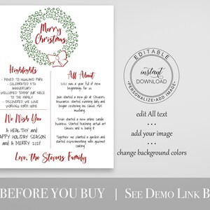 Christmas Card and Letter Bundle, Happy Holidays Text Message, Green ...