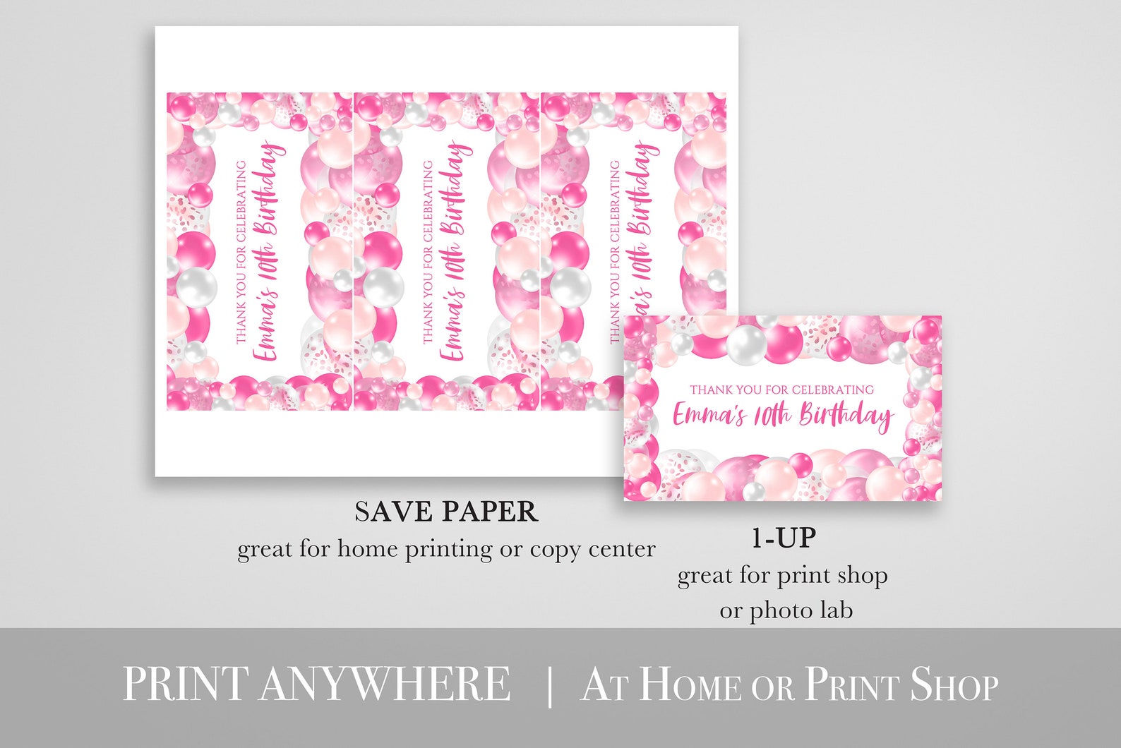 Favor Box Label Template Pink Balloon Birthday Party - Etsy