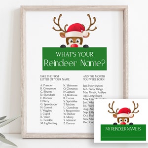 What's Your Reindeer Name Game, Holiday Activity Sign & Card Template ...