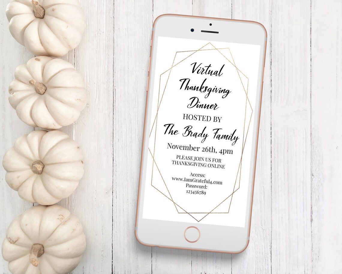 Thanksgiving Dinner Invitation Virtual Thanksgiving Evite - Etsy
