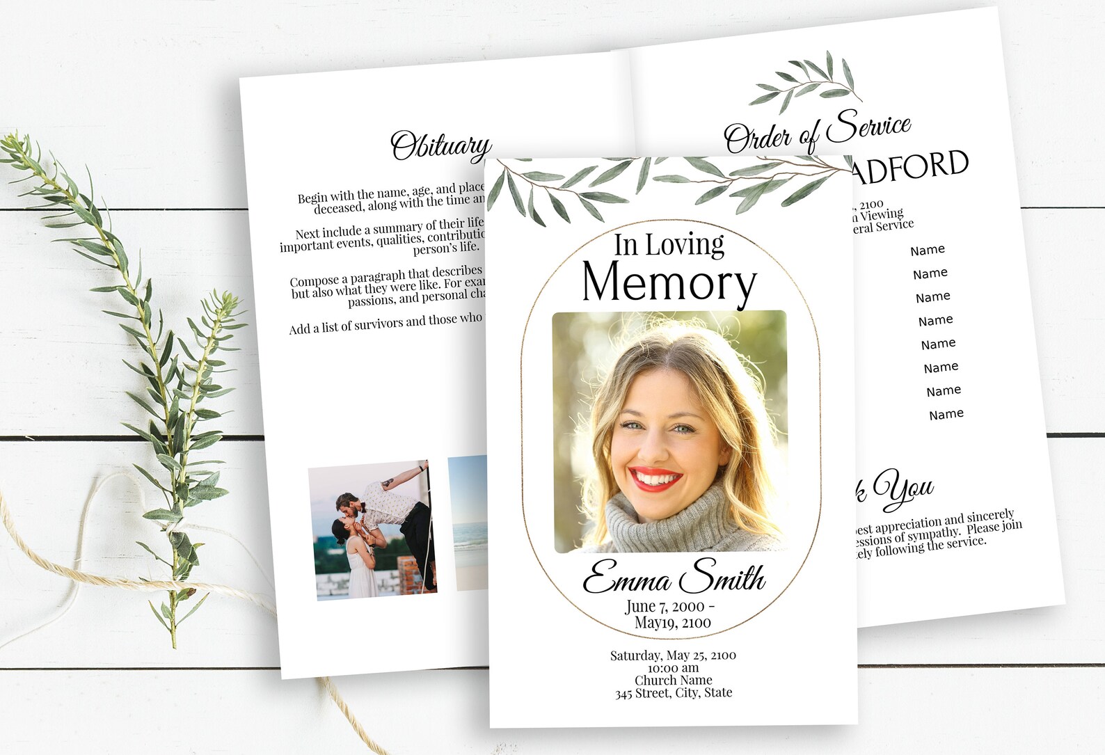 Memorial Package Welcome Sign Program Prayer Card Bookmark | Etsy