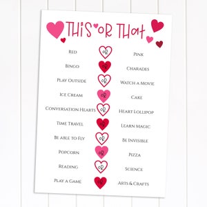 This or That Valentine's Day Party Game, Classroom School Party Game ...