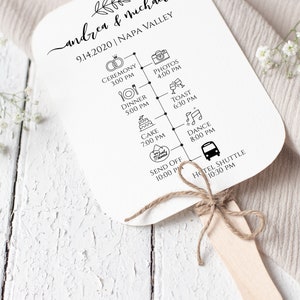 Wedding Fan Timeline and Program, Wedding Day Event Template ...
